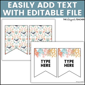 Editable Letter Banner Pennants & Bulletin Board Borders With Ocean ...