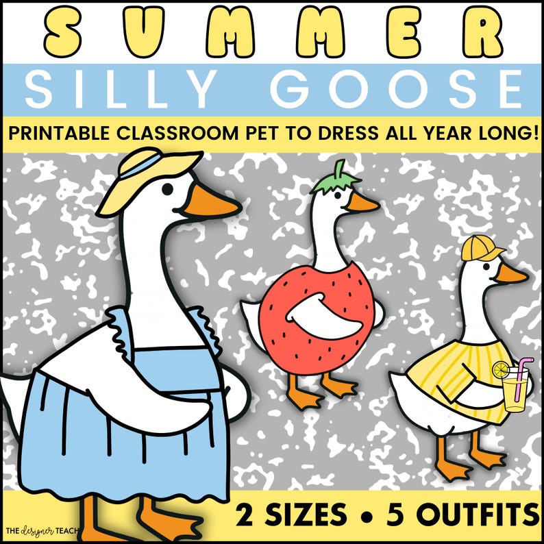 Summer Classroom Silly Porch Goose Pet: June July August Printable ...