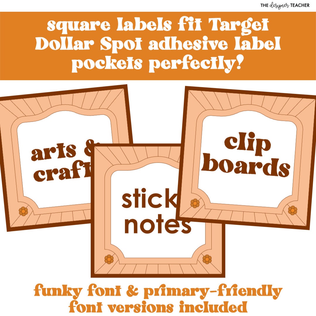 Editable Sunny Boho Retro Theme Classroom Supply Labels for Target ...