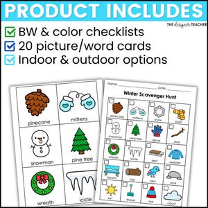Winter Scavenger Hunt Nature Walk Indoor Outdooractivity - Etsy