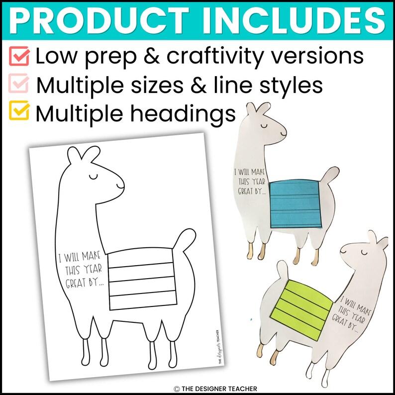 Back to School Llama Bulletin Board & Door Decor Craft: New School Year ...