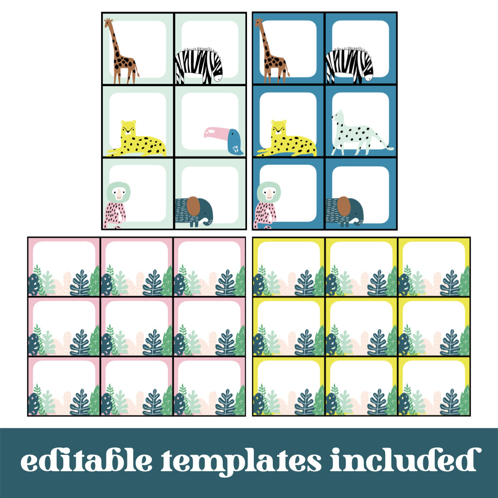 Editable Supply Labels for Target Pocket Labels Modern Tropical Jungle ...
