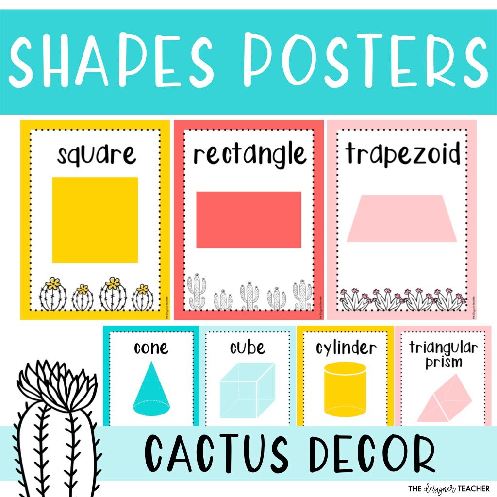 Cactus Theme 2D and 3D Shapes Posters Bright Plant Classroom Decor - Etsy