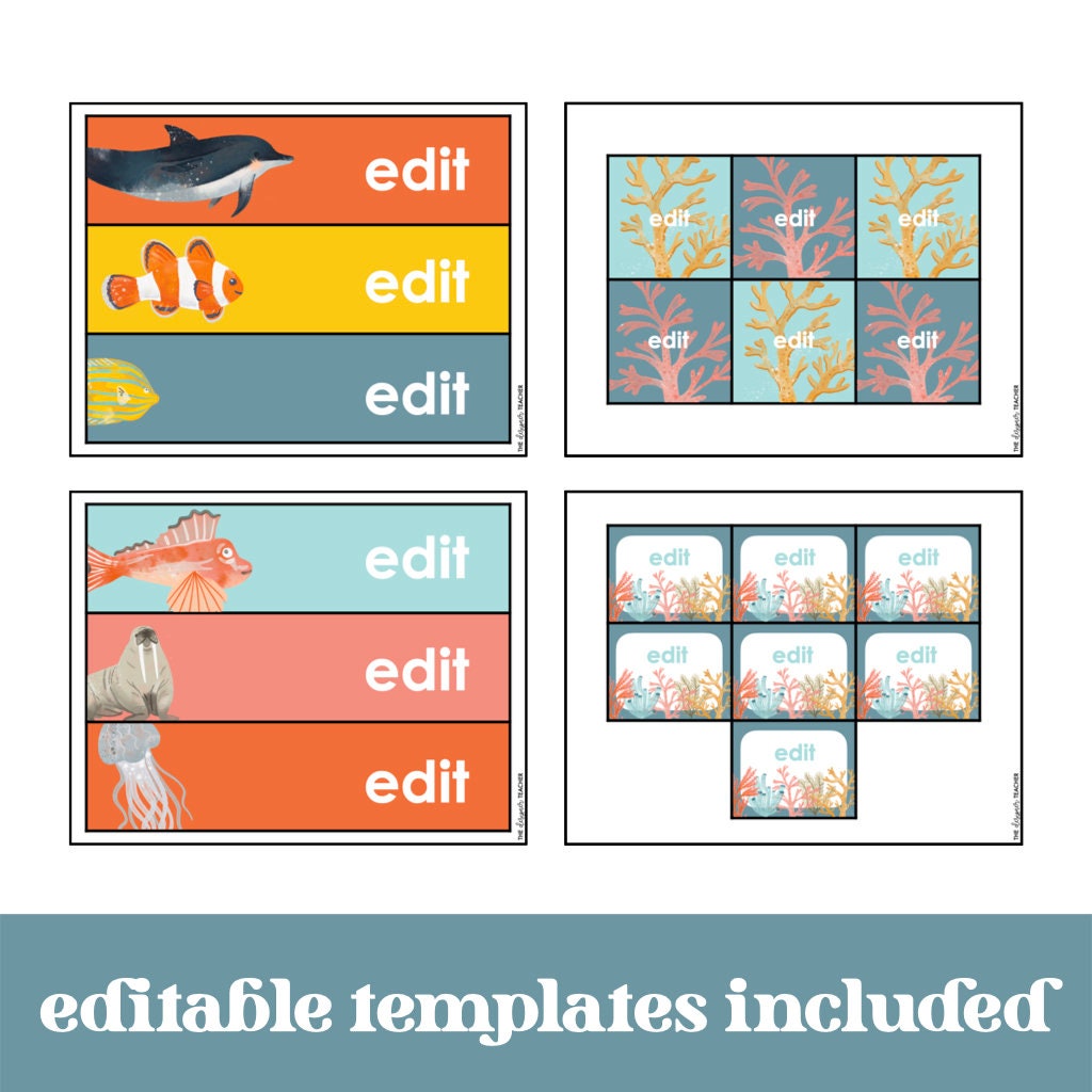 Editable Classroom Calendar Kit With Ocean Theme Under the Sea - Etsy