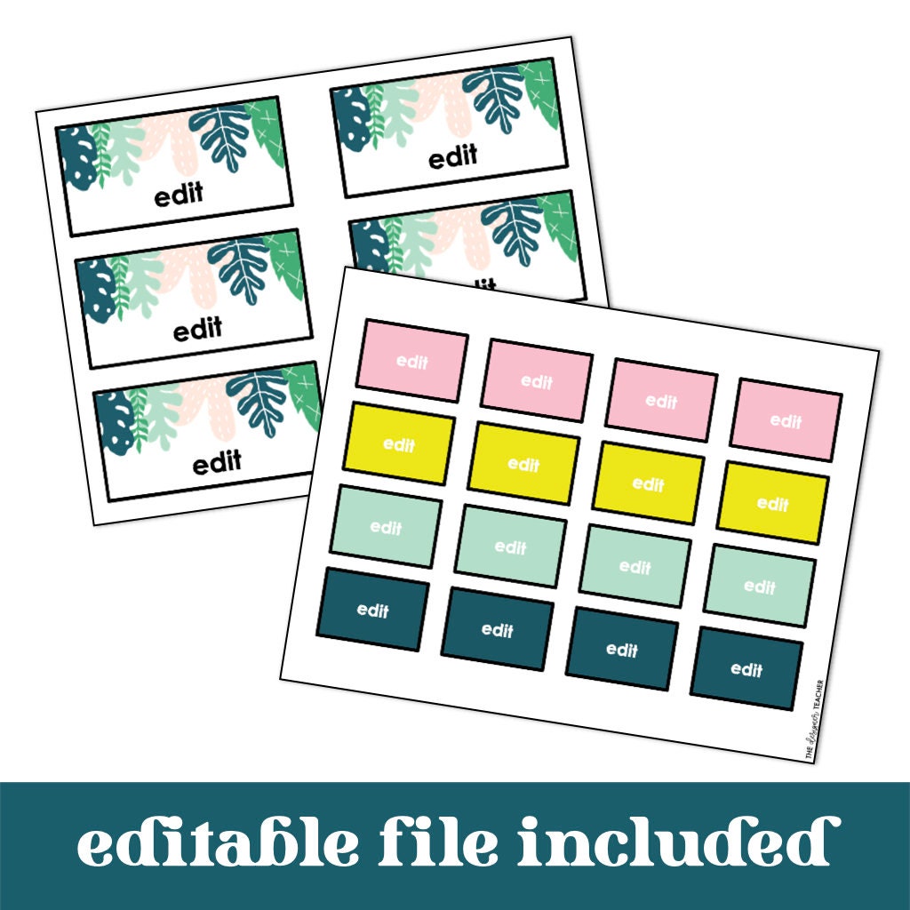 Editable Teacher Toolbox Labels With Modern Tropical Jungle - Etsy