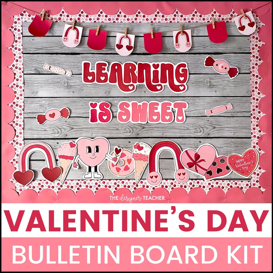 Retro Valentine's Day February Winter Bulletin Board Kit and Door Decor ...