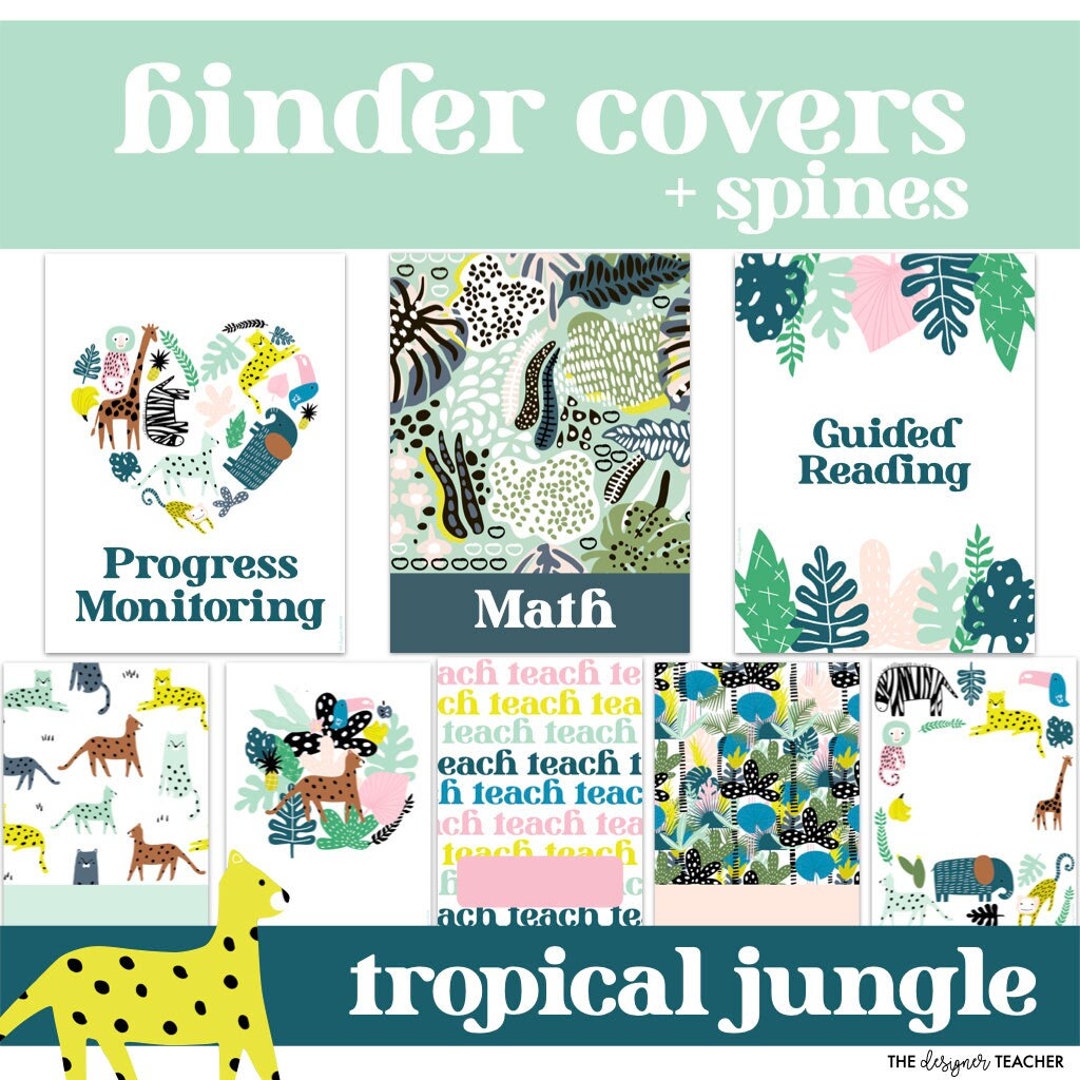 Modern Tropical Jungle Editable Binder Covers & Spines for Classroom ...