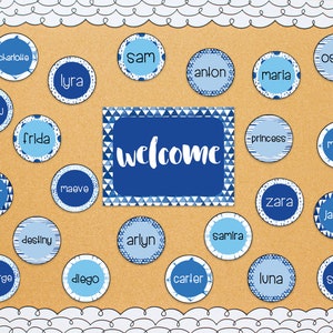 Blue Watercolor Door Decor and Bulletin Board Calming Classroom Decor ...