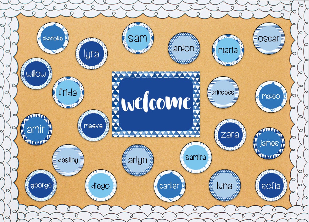 Blue Watercolor Door Decor and Bulletin Board Calming Classroom Decor ...