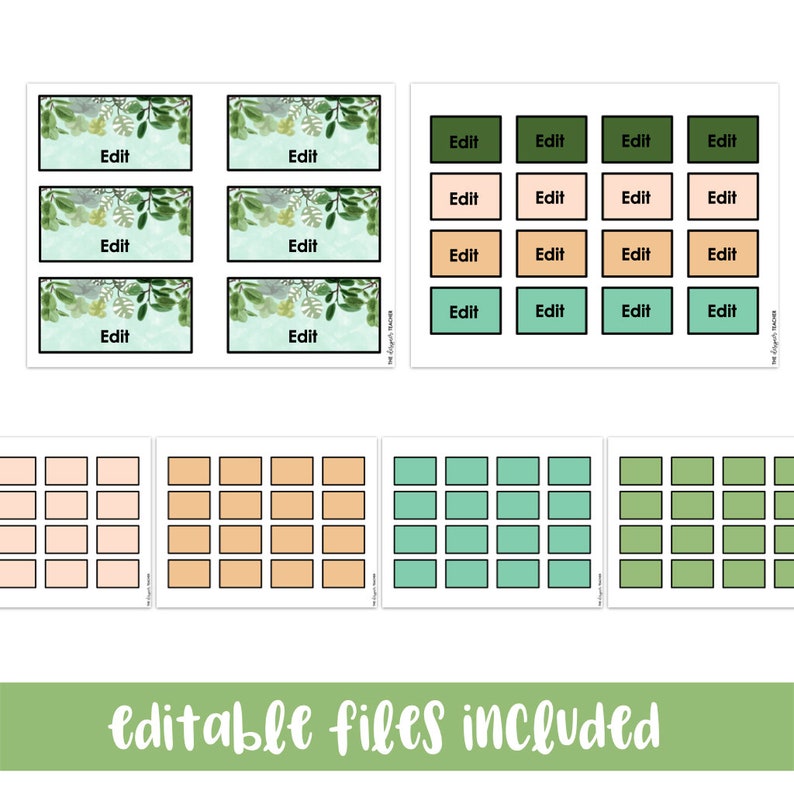 Plant Theme Editable Teacher Toolbox Labels - Etsy