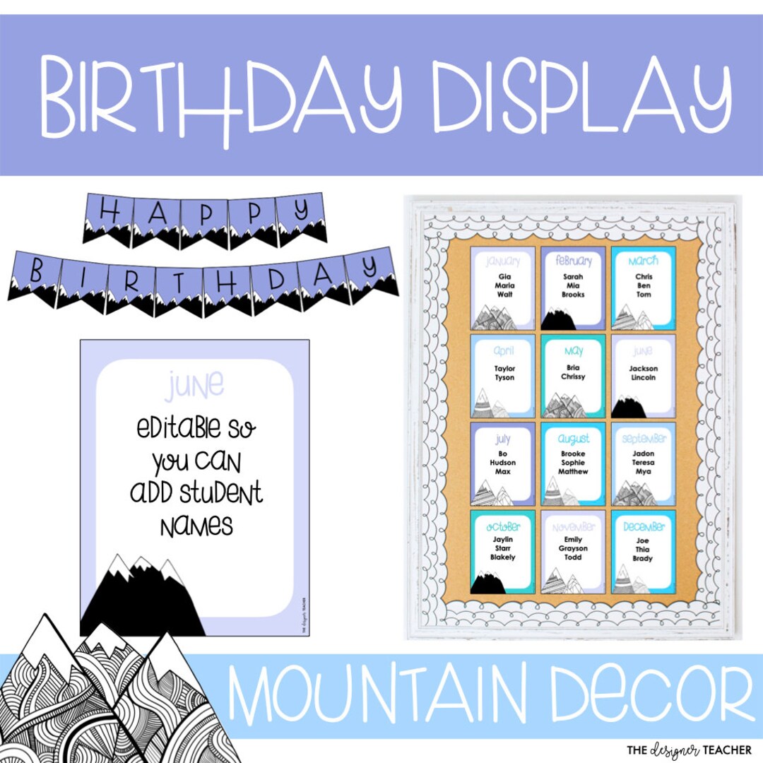 Editable Birthday Display With Mountain Theme - Etsy