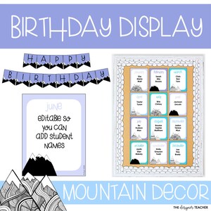 Editable Birthday Display With Mountain Theme - Etsy