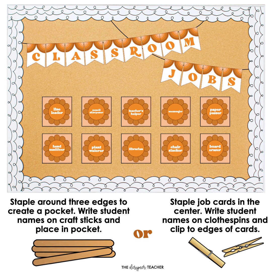 Editable Classroom Jobs Chart and Bulletin Board Display Sunny Boho ...