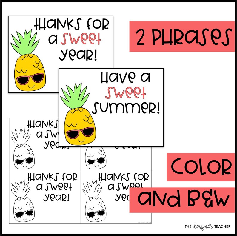 Have a Sweet Summer Pineapple End of the Year Gift Tags & Cards for ...