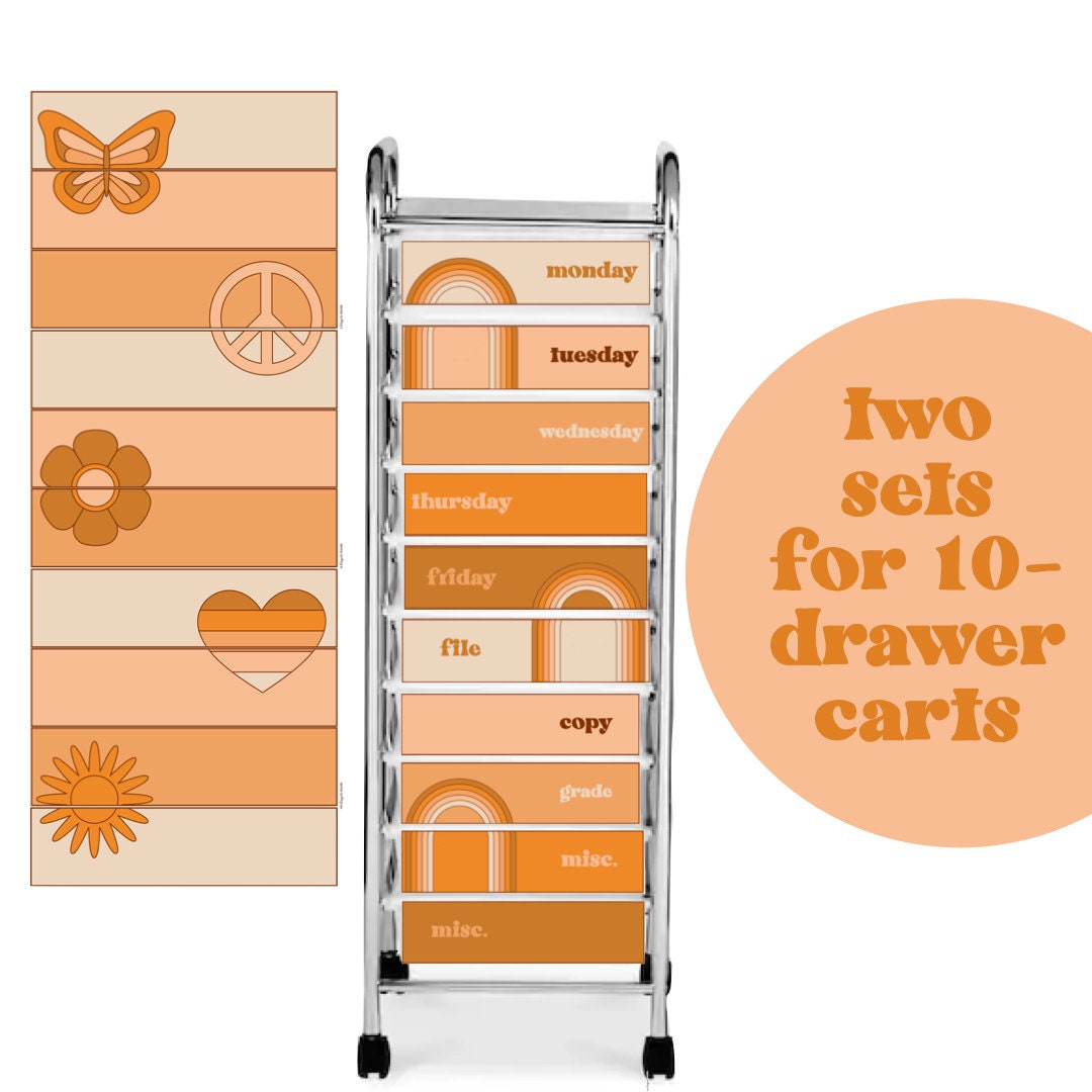 Editable Classroom Rolling Cart Labels and Organizers | Sunny Boho ...