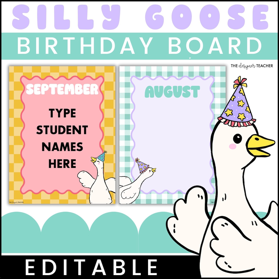 Editable Classroom Birthday Chart and Bulletin Board Display | Silly ...
