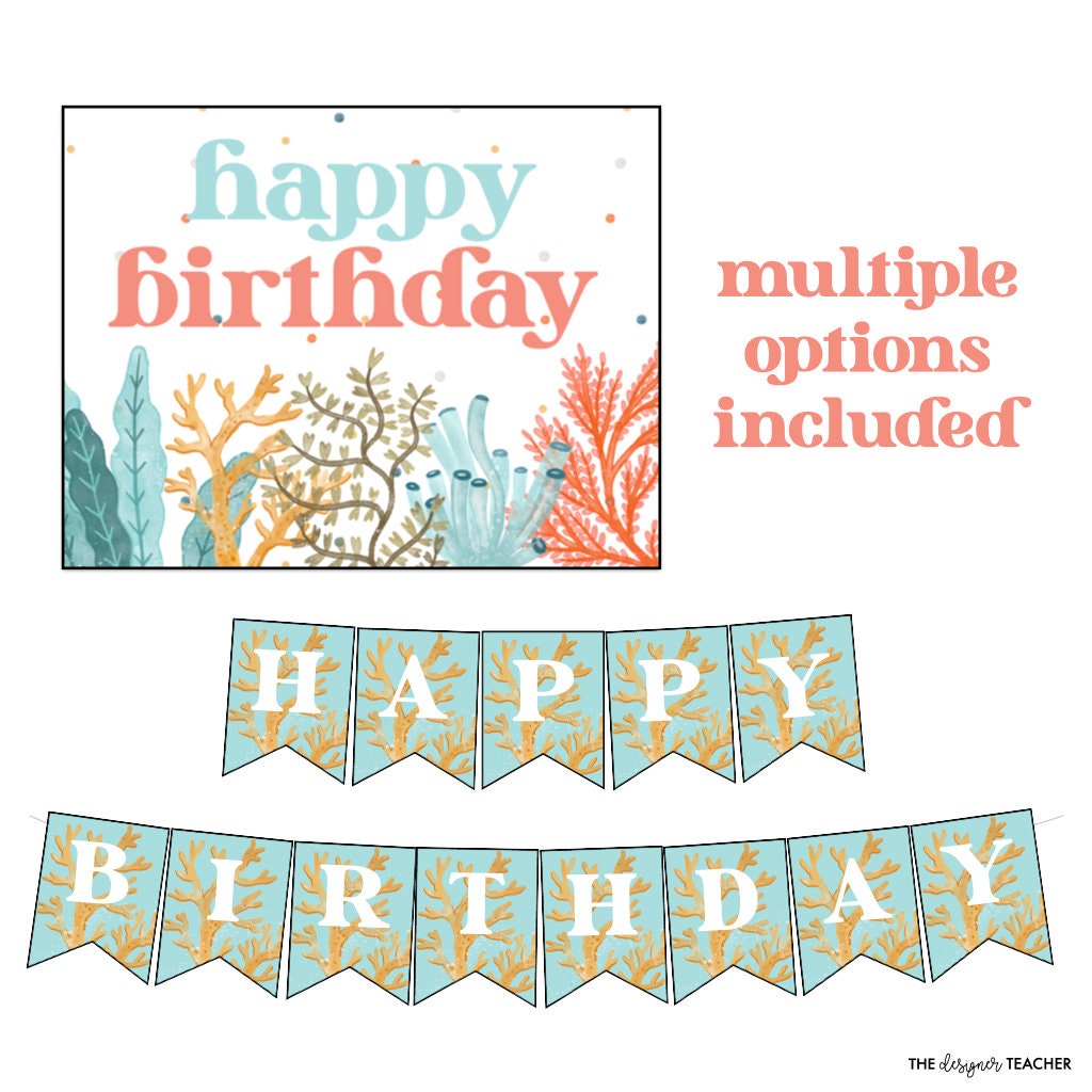 Editable Birthday Display With Ocean Theme Under the Sea - Etsy