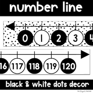 Black & White Speckled Boho Dalmatian Dots Number Line Neutral Minimal ...