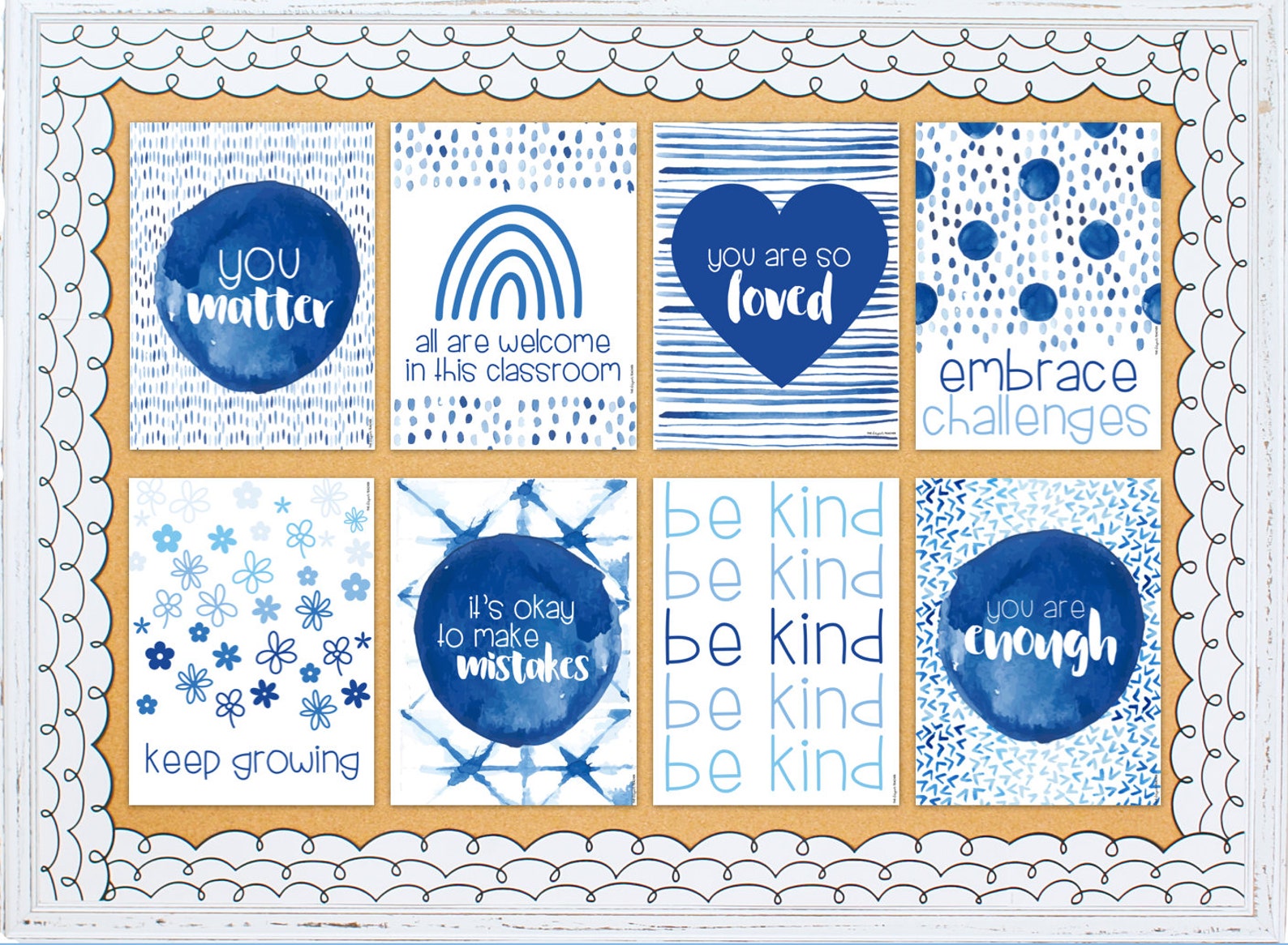 Inspirational Growth Mindset Inclusive Blue Watercolor Classroom ...