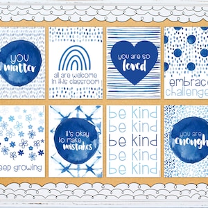 Inspirational Growth Mindset Inclusive Blue Watercolor Classroom ...