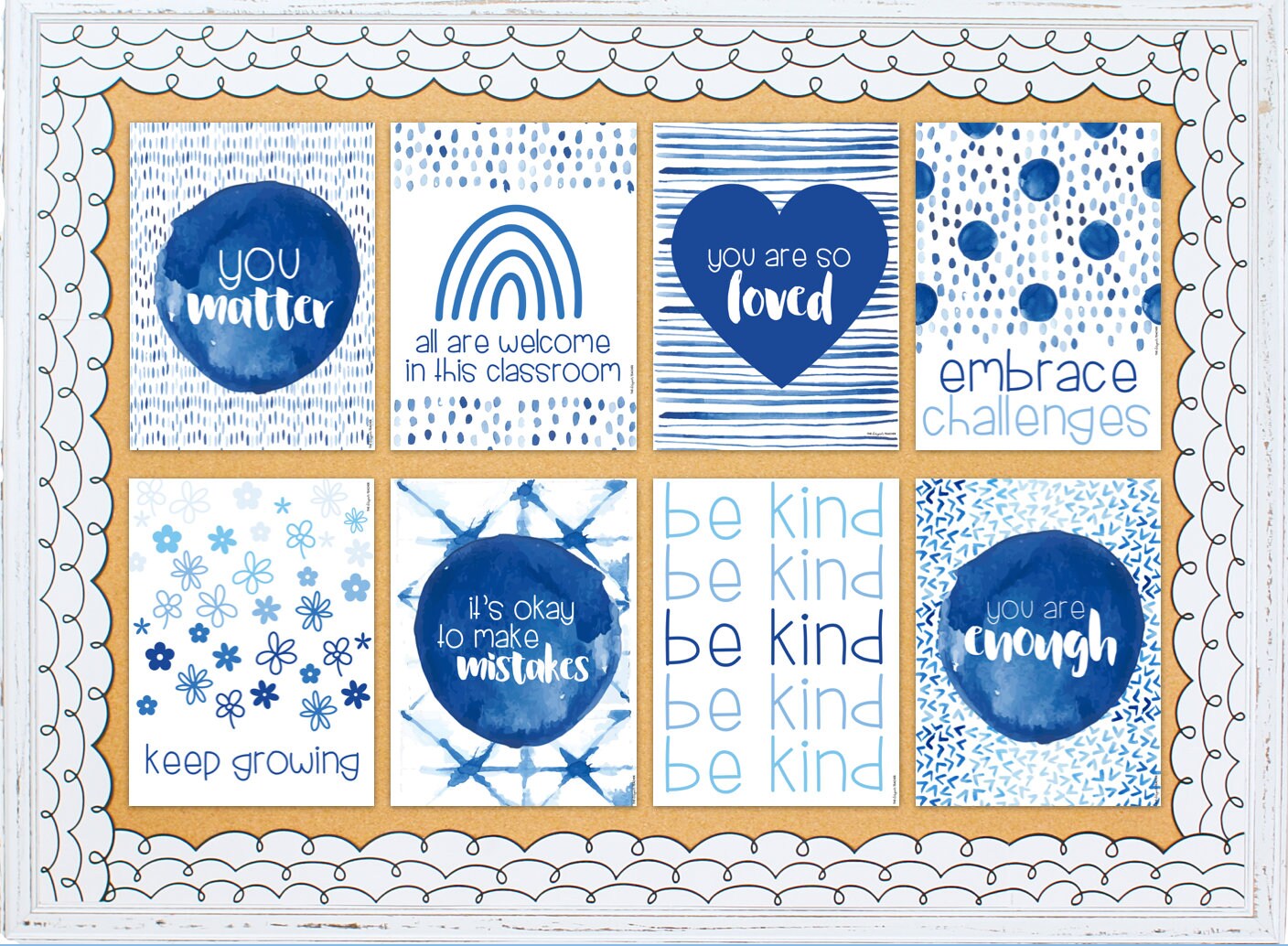 Inspirational Growth Mindset Inclusive Blue Watercolor Classroom ...