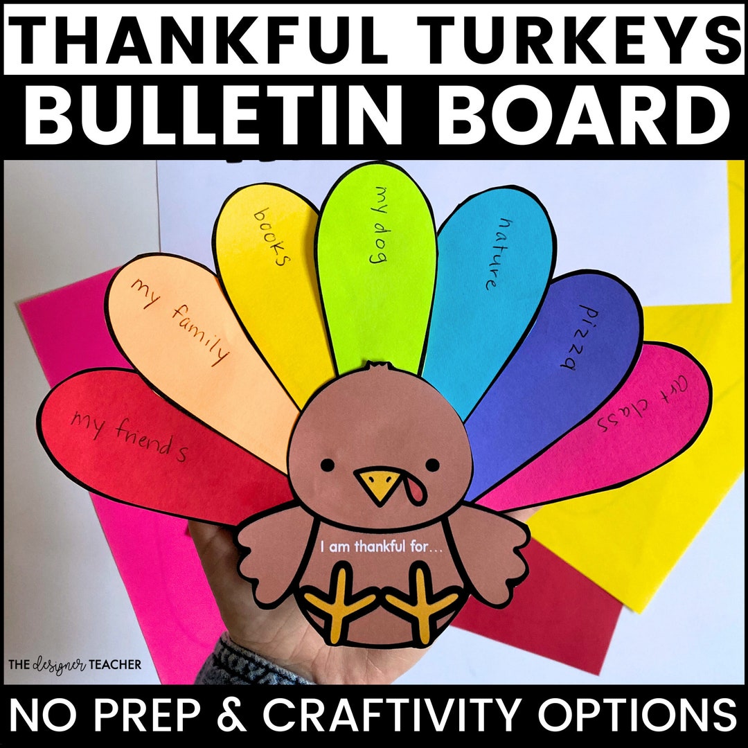 Thanksgiving Thankful Turkey Bulletin Board Craft Kit Ideas & Gratitude ...