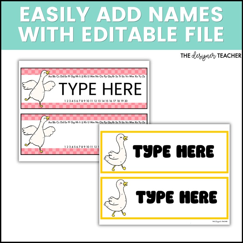 Editable Printable Classroom Student Name Tag Desk Plates | Silly Goose ...