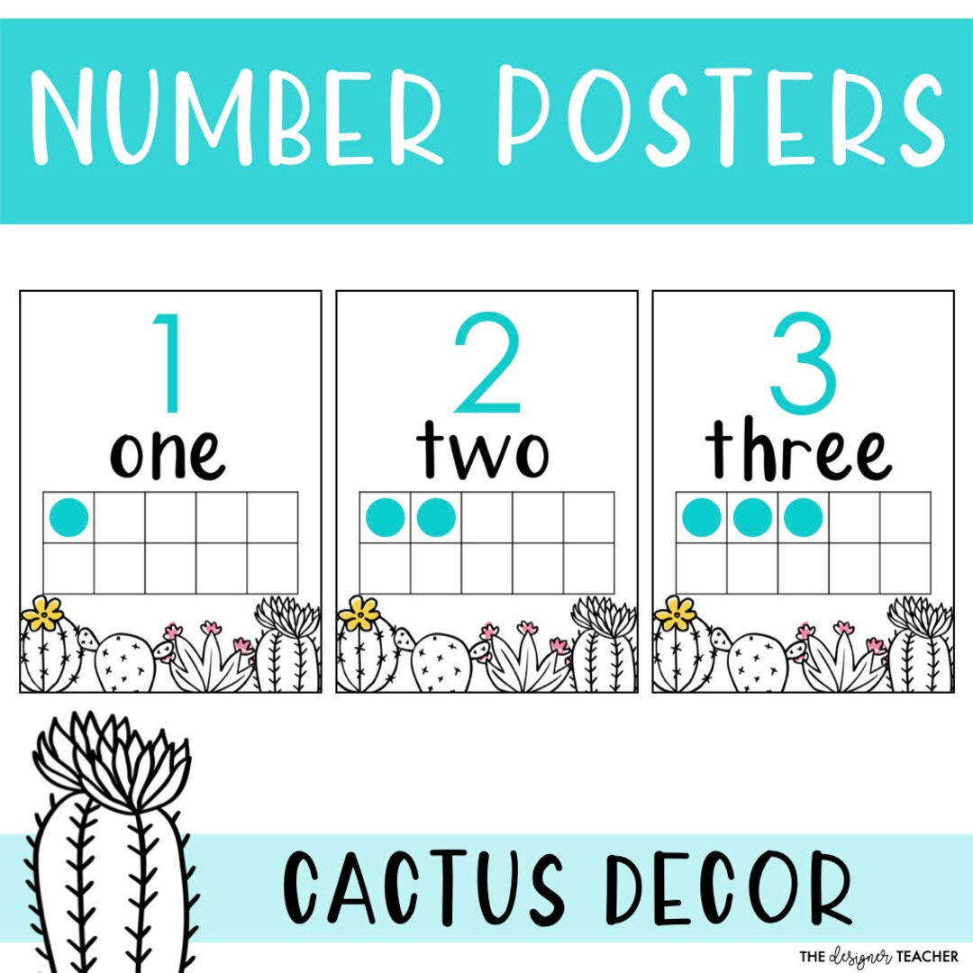 Number Posters 1-20 With Ten Frames in Cactus Theme - Etsy