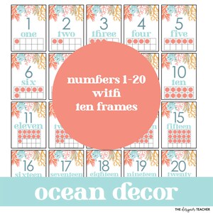Number Posters 1-20 With Ten Frames in Ocean Theme Under the Sea - Etsy