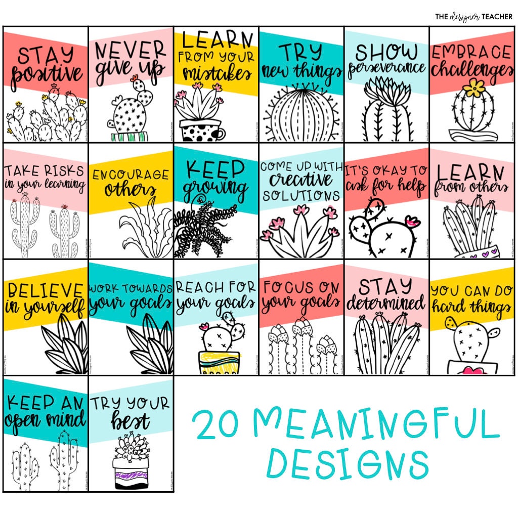 Editable Cactus Growth Mindset Classroom Posters: English and Spanish ...