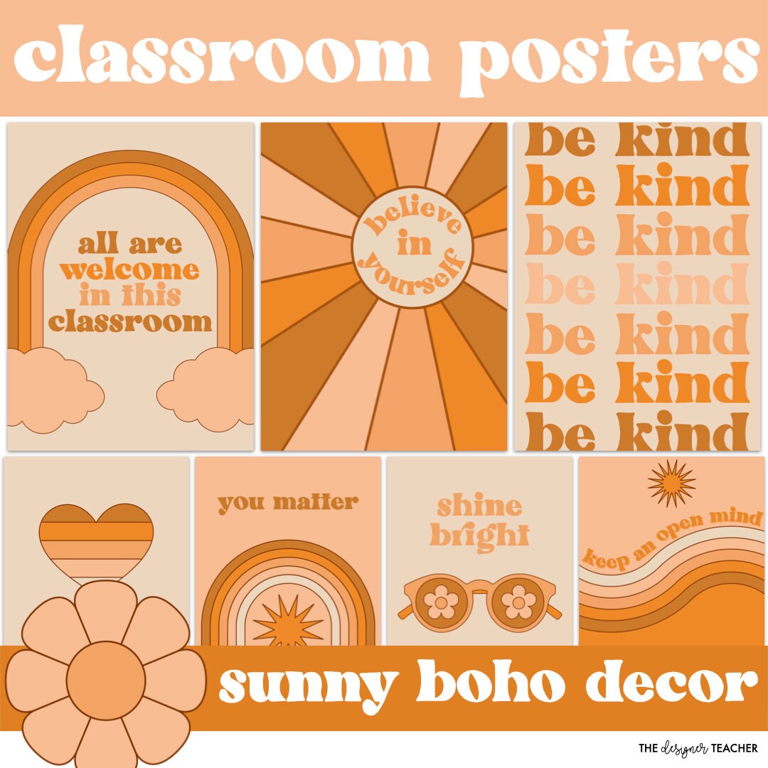 Sunny Boho Inspirational Growth Mindset Inclusive Retro Classroom ...