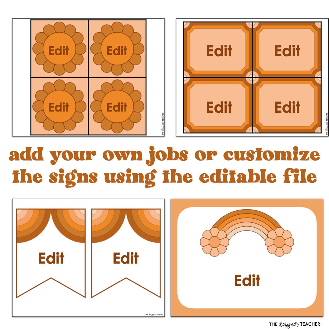 Editable Classroom Jobs Chart and Bulletin Board Display Sunny Boho ...