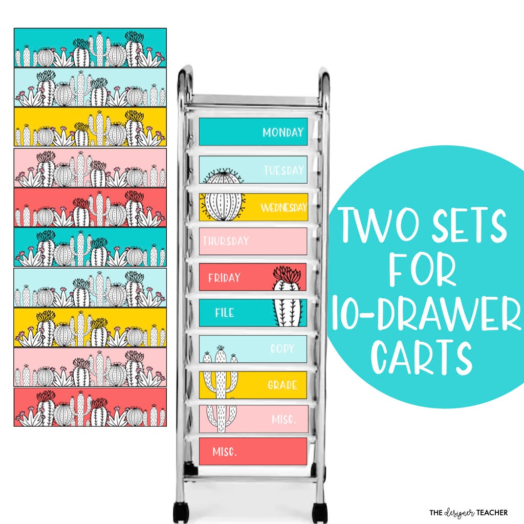 Cactus Theme Editable Rolling Cart Labels for 10 and 12 Drawer Carts - Etsy