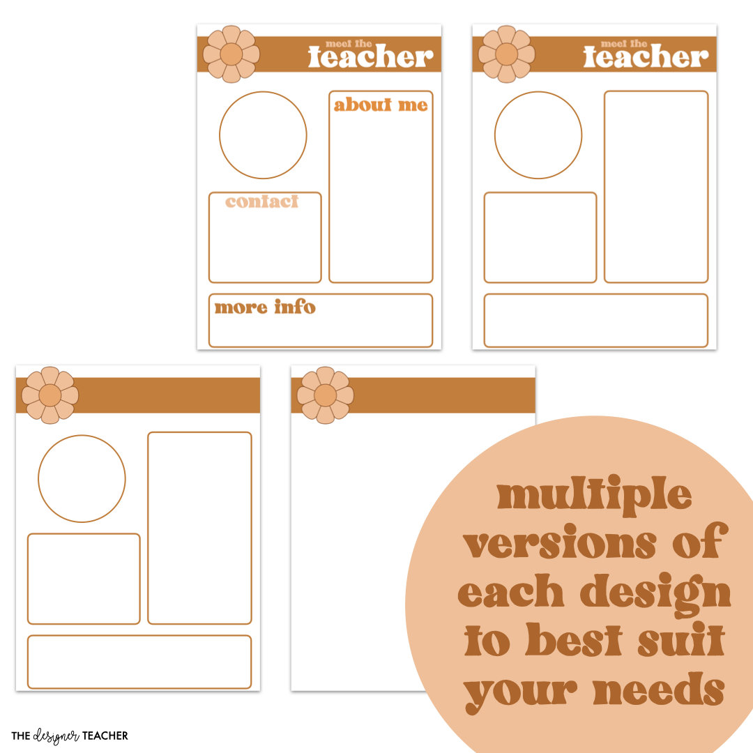 Editable Sunny Boho Retro Back to School Meet the Teacher Template - Etsy