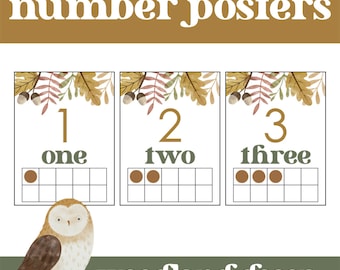 WOODLAND NUMBER POSTERS, Printable Woodland Theme, Numbers 1-20 ...