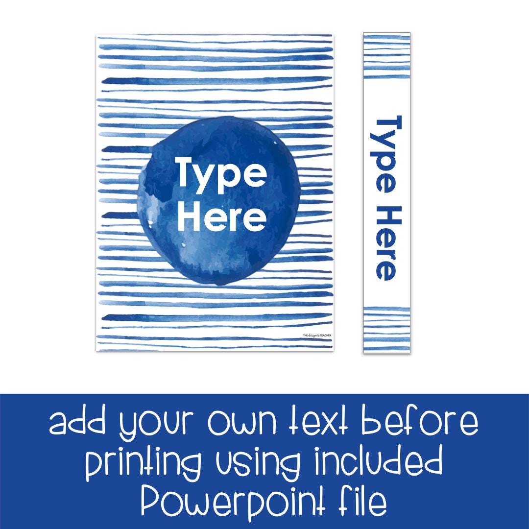 Blue Watercolor Editable Binder Covers & Spines for Teachers and ...