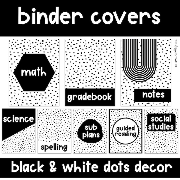 Black and White Binder Covers - Etsy