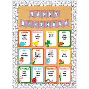Editable Classroom Birthday Chart and Bulletin Board Display | Bright ...
