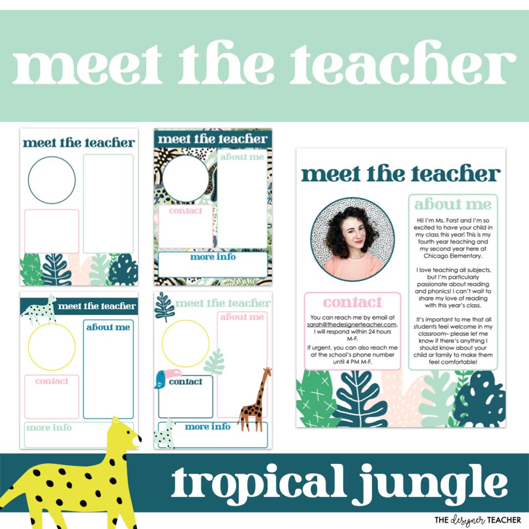 Modern Tropical Jungle Theme Editable Back to School Meet the Teacher ...