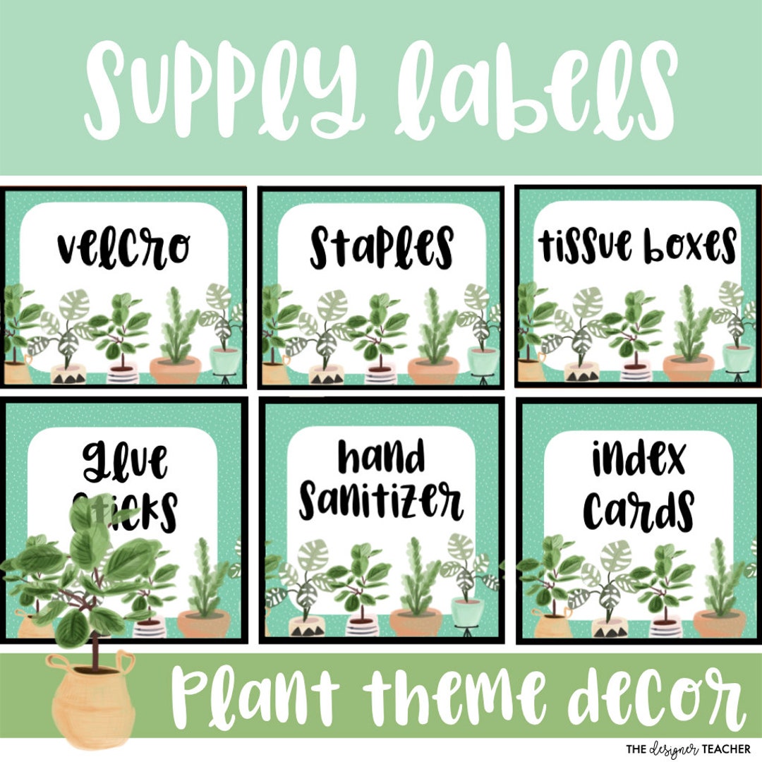Plant Theme Editable Supply Labels for Target Pocket Labels | Cute ...