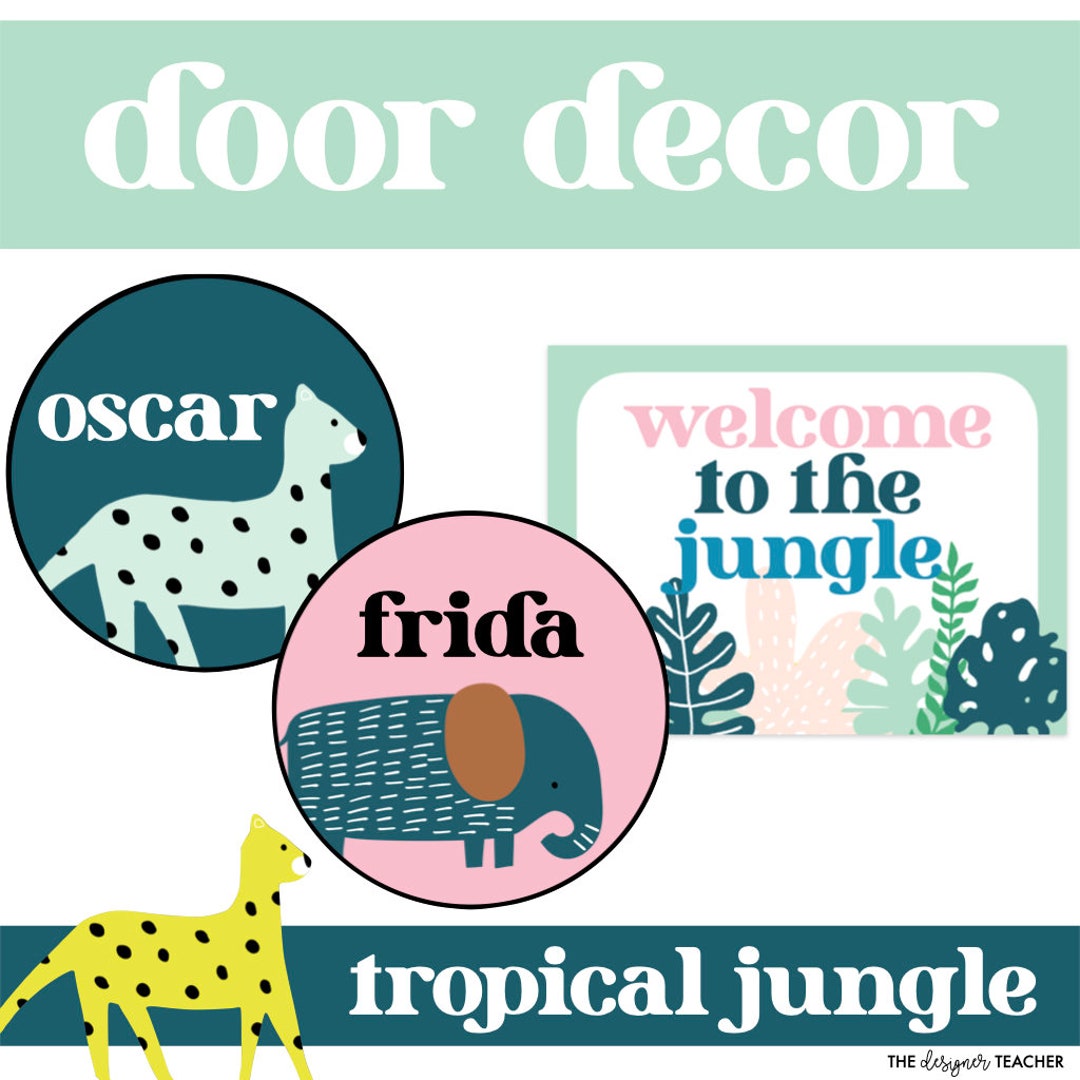 Tropical Modern Jungle Back to School Door Decor and Bulletin Board ...