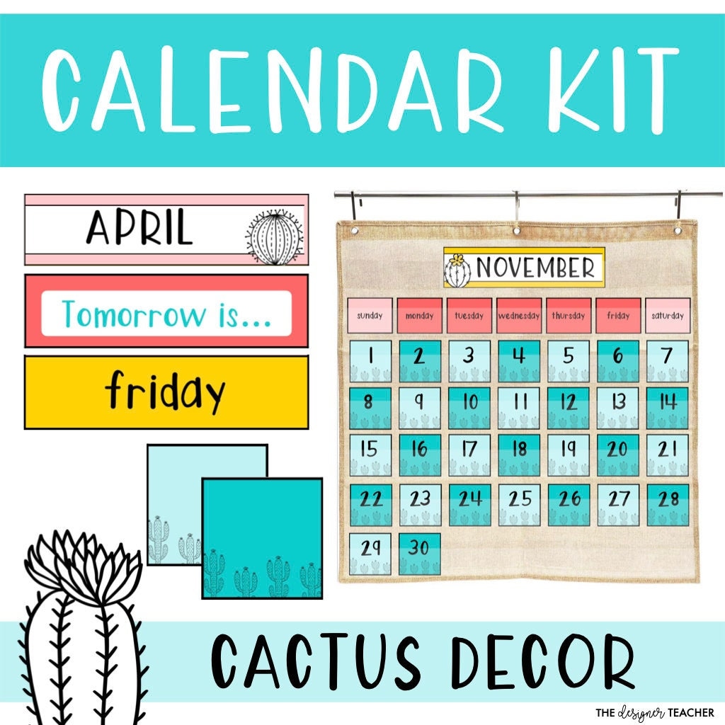 Editable Classroom Calendar Kit With Cactus Theme - Etsy