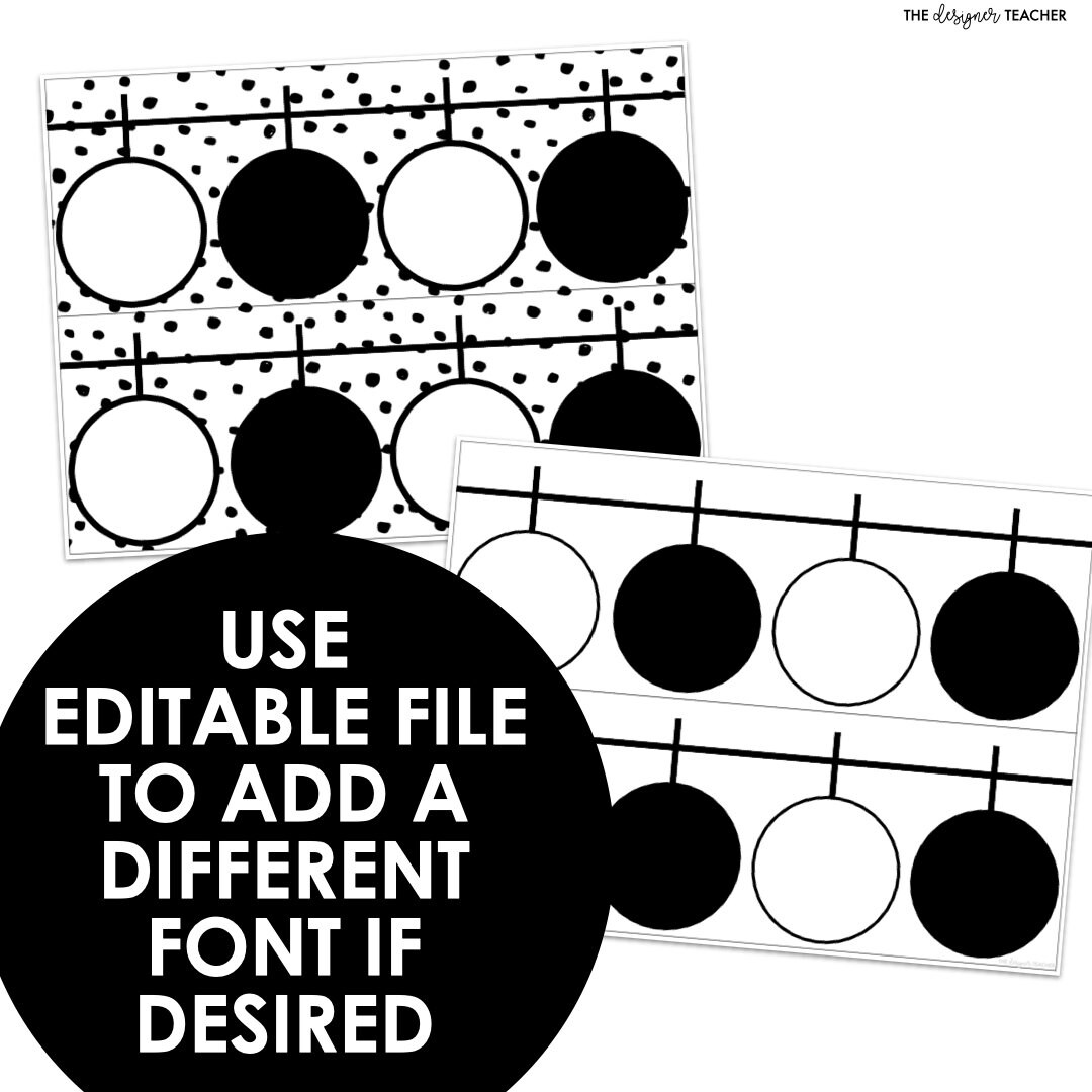 Black & White Speckled Boho Dalmatian Dots Number Line Classroom Decor ...