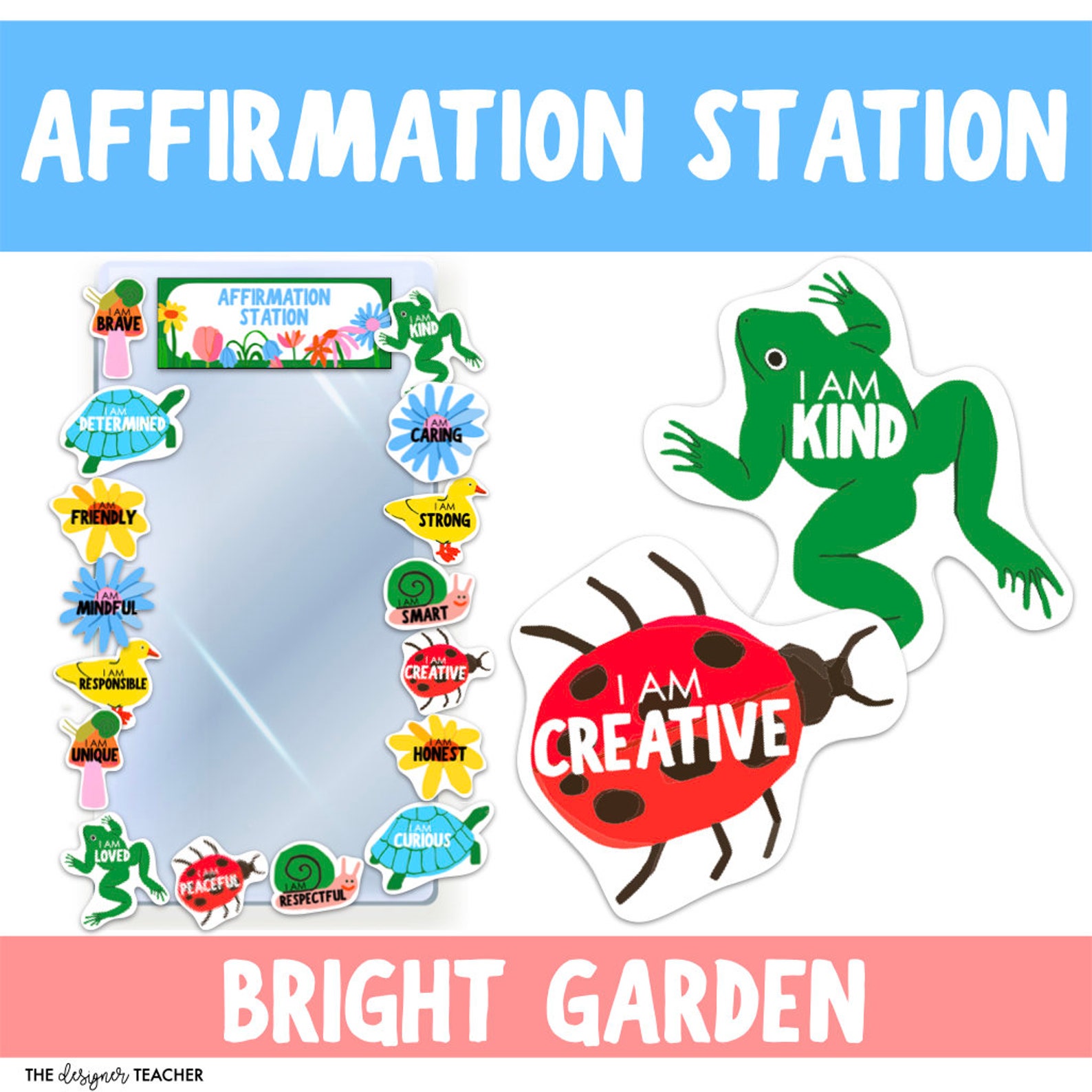 Bright Garden Flowers Theme Affirmation Station Mirror Display ...