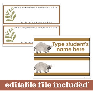 Boho Watercolor Woodland Editable Classroom Desk Name Plates - Etsy