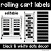 Editable Classroom Rolling Cart Labels Organizers Black & White Neutral ...