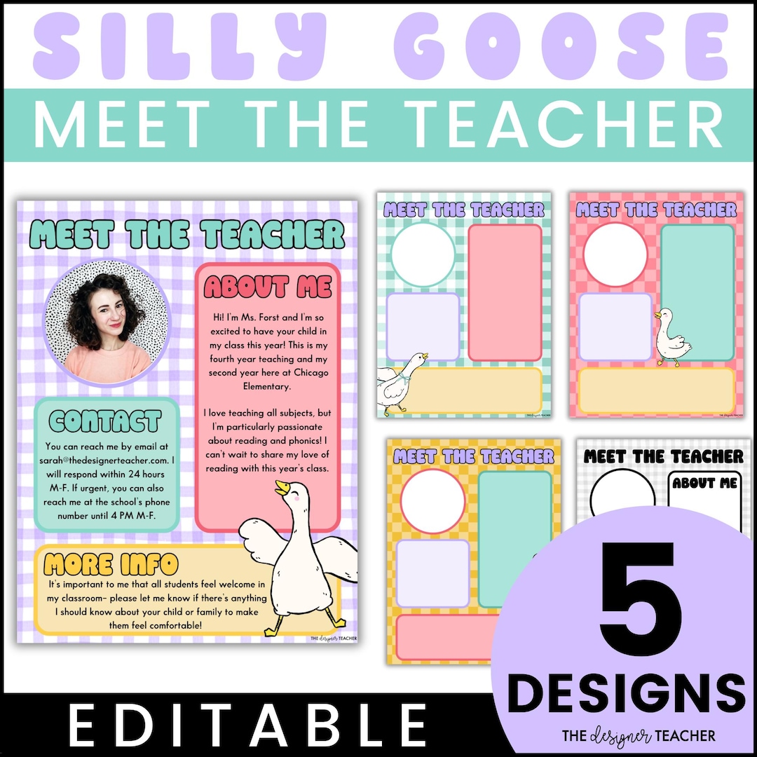Silly Goose Theme Meet the Teacher Template Bio Sheet | Editable ...