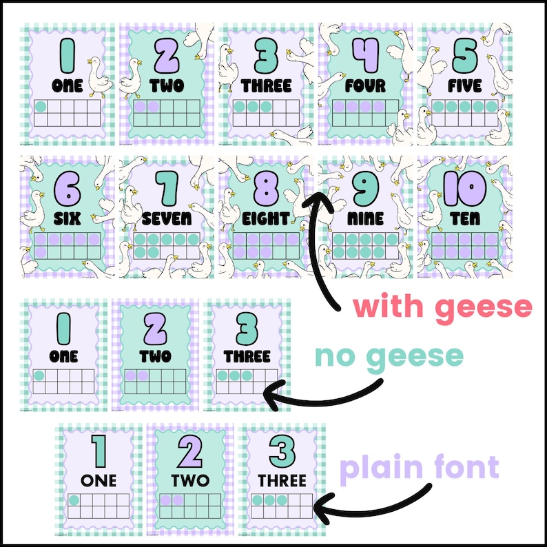 Silly Goose Theme Number Posters 1 to 20 With Ten Frames | Editable ...