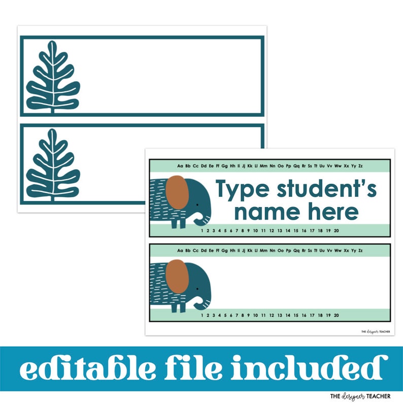 Modern Tropical Jungle Theme Classroom Editable Desk Plates Name Tags ...