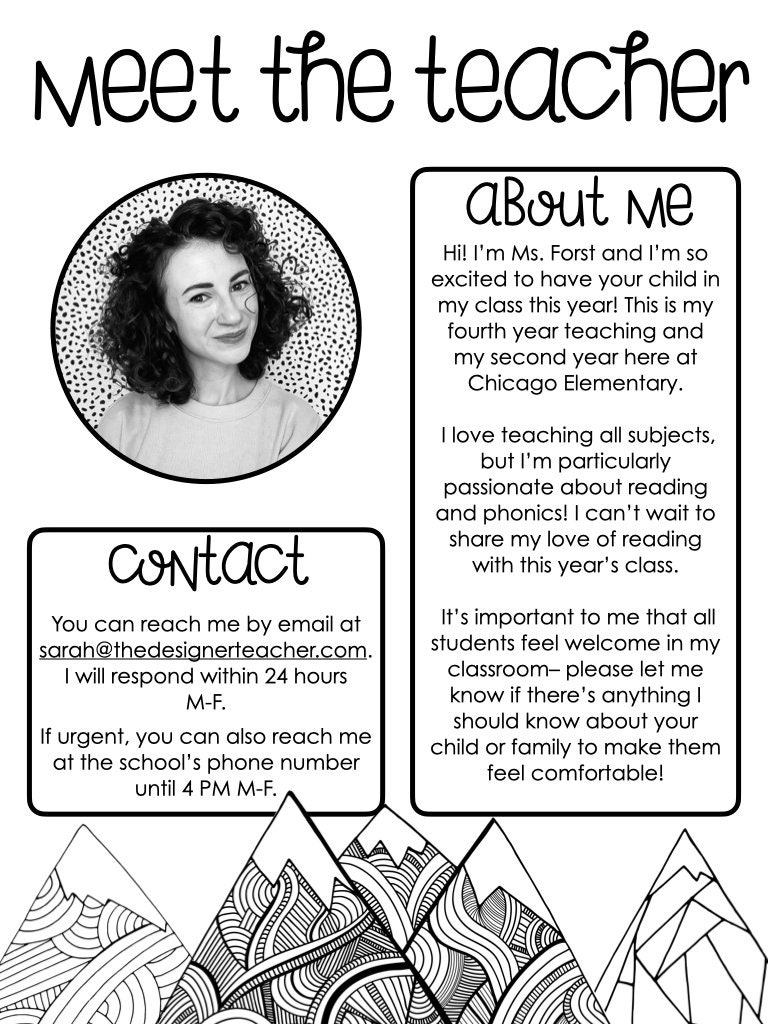 Mountain Theme Editable Meet the Teacher Template Mountain Classroom ...